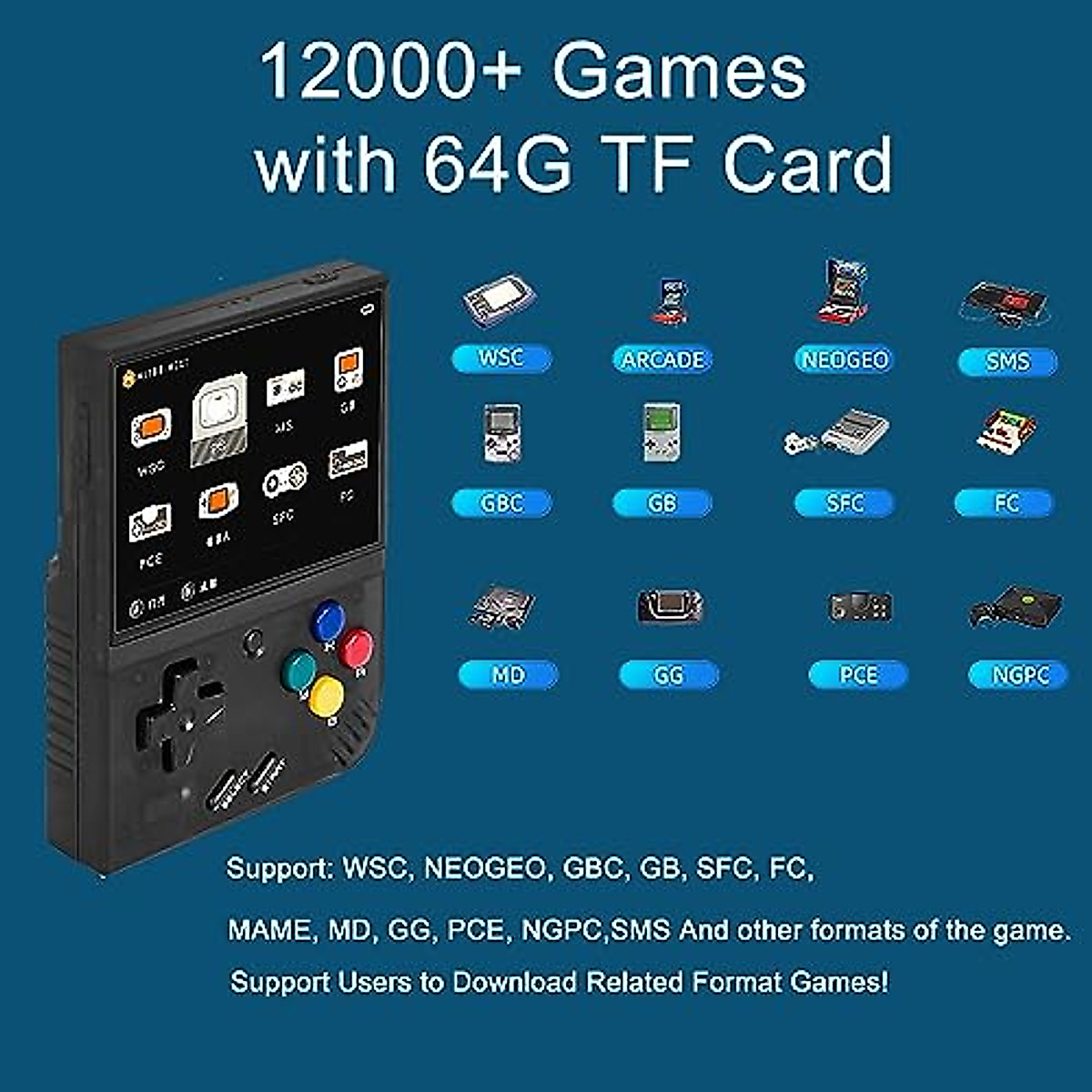 Miyoo Mini Plus Handheld Game Console 3.5 inch Classic System Retro Video Games Consoles Portable Rechargeable Hand Held 64G with Case (Gray)