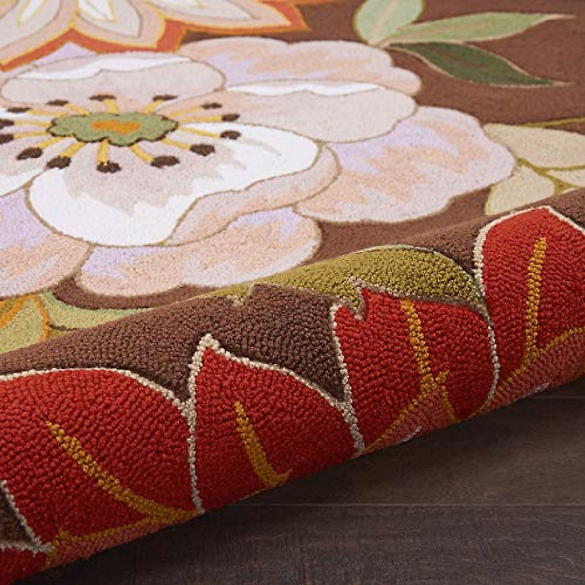 Nourison Fantasy Chocolate 5' x 7'6" Area-Rug, Modern, Floral, Bed Room, Living Room, Dining Room, Kitchen, Easy washing, Non Shedding, (5' x 8')