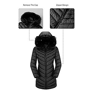 Bellivera Puffer Jacket Women,Lightweight Padding Bubble Hooded Coat with Fur Collar Warmth Outerwear 23707 Black XL