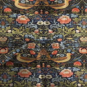 LITINGZHILONG William Morris Floral Bed 3 Piece Set, Vintage Flower Strawberry Bird Vintage Bohemian Plant Vintage Theme Bed Cover, 2 Pillowcases 1 Duvet Cover Bedding Bohemia Queen