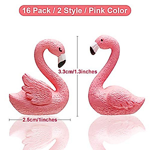 16 Pieces Mini Flamingo Miniature Figurines Fairy Garden Miniature Moss Landscape DIY Ornament Accessories (2 Styles), Cake Decoration, Micro Landscape Decoration, Car Decoration, Home Decoration