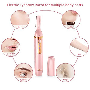 leuxe Eyebrow Trimmer and Facial Hair Remover Cordless Hair Remover for Face,Lips,Armpit,Portable Rechargeable Bikini Shaver (Pink)