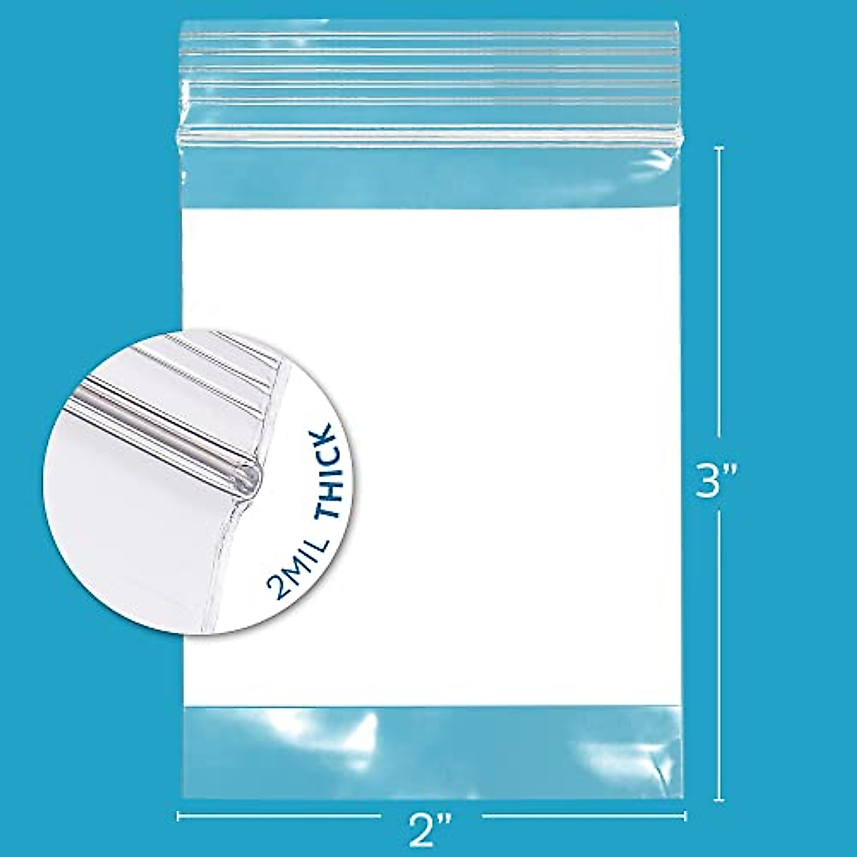 2Mil Small Plastic Bags 2 x 3 inches, 500 Pack Zip Bags, Write on White Block, Reclosable Zipper Small Plastic Storage Baggies GPI Brand, for Daily Vitamin, Pill, Jewelry, Candy