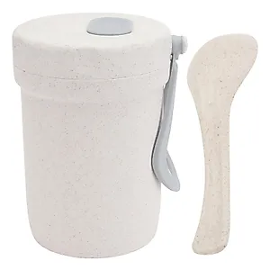 Cabilock Portable Soup Cup Meal Mug Reusable Lunch Container Microwave Warming Bento Cereal Cup Sealed Water Mug with Cover for Outdoor Camping Travel Kids