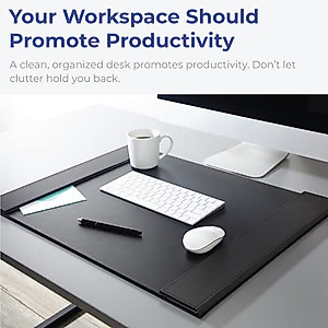 Artistic Monticello Executive Desk Pad, Smooth Writing Desk Mat That Protects Desktop from Scratches & Stains, 24" x 19", Black/Gray