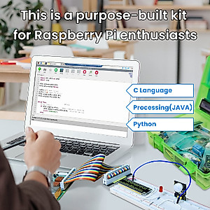 KEYESTUDIO Basic Starter Kit for Raspberry Pi 4 3 3B/2B/B+, with Tutorials C+ Python Java Code, Breadboard Solderless Electronic LCD Water Level Gas Sensor Programming Easy for Beginners