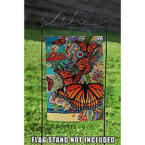 Toland Home Garden 1110777 Monarch Madness Butterfly Flag 12x18 Inch Double Sided Butterfly Garden Flag for Outdoor House Spring Flag Yard Decoration