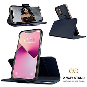 Dreem Fibonacci Wallet Case for iPhone 13 | 2-in-1 Detachable Vegan Leather Cover with Built-in Kick-Stand, RFID Blocking Card Holder, MagSafe Compatible [Royal]