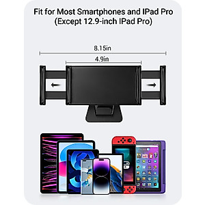 BASENOR 2025 Upgraded Tesla Model Y Model 3 Model S Model X LR/Plaid Tablet Holder Headrest Tablet Mount, 360° Adjustable Travel Rotation Tesla Car Headrest Stand Cradle Accessories