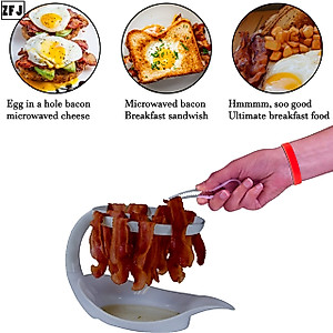 ZFJ Microwave Bacon Cooker, Bacon Tray for Cooking Crispy Bacon in few Minutes Reduces Fat up to 35% for Healthy Breakfast. 10.5 x 6.3 x 5.7 inch