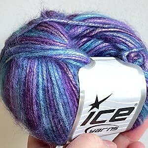 Ice Yarns Picasso 3 Pack - Blues, Lilac, Grape, Purple Yarn Fuzzy with Subtle Sheen Worsted Weight, 3x125 Yards (3x115meters) 3x1.76 Ounces (3x50 Grams)