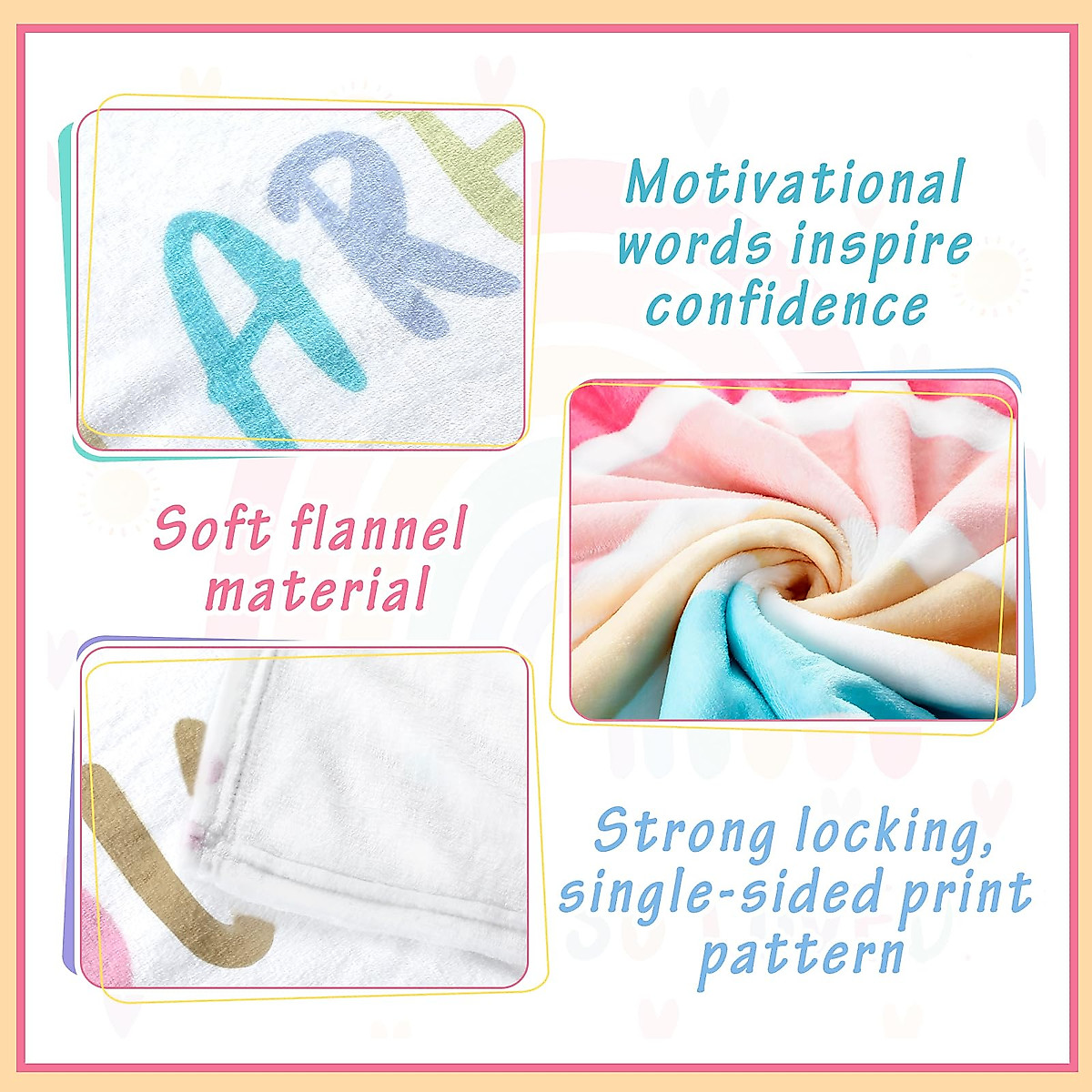 Vincreem Rainbow Blanket for Teen Girls Boho Flannel Rainbow Blanket Plush Soft Pastel Rainbow Blanket Decor for Teen Girl Room Bed 60 x 50 Inch