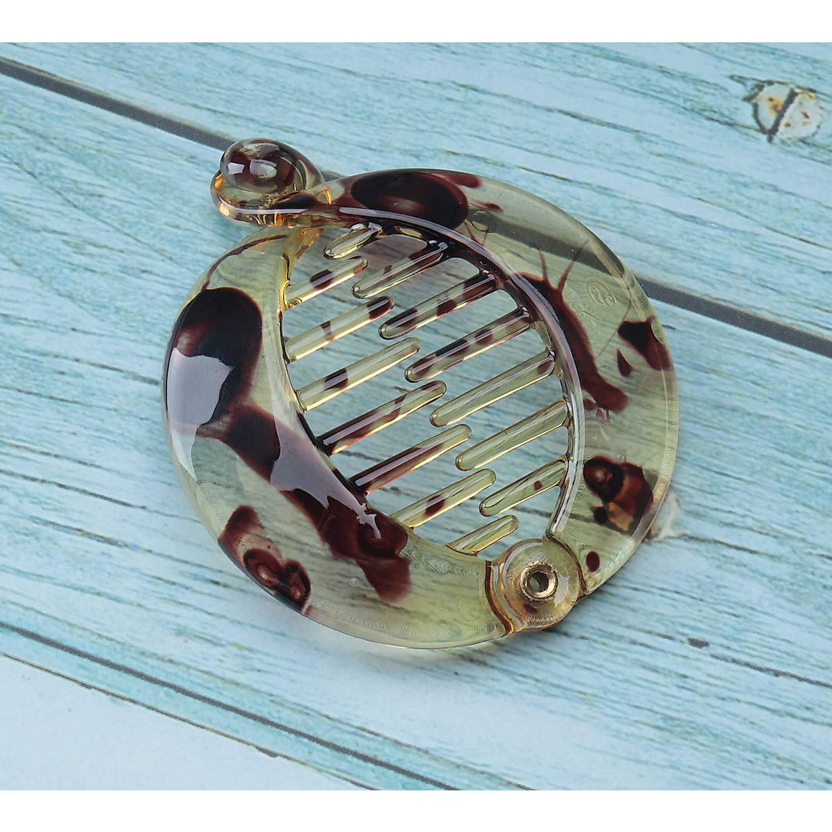 Sowaka 2 Pcs Small Banana Hair Clip Comb Fashion Locking Round Plastic Fishtail Hair Clip Grips Ponytail Holder for Women Girls Hair Styling Long Straight Curly Thick Hair (Flower)