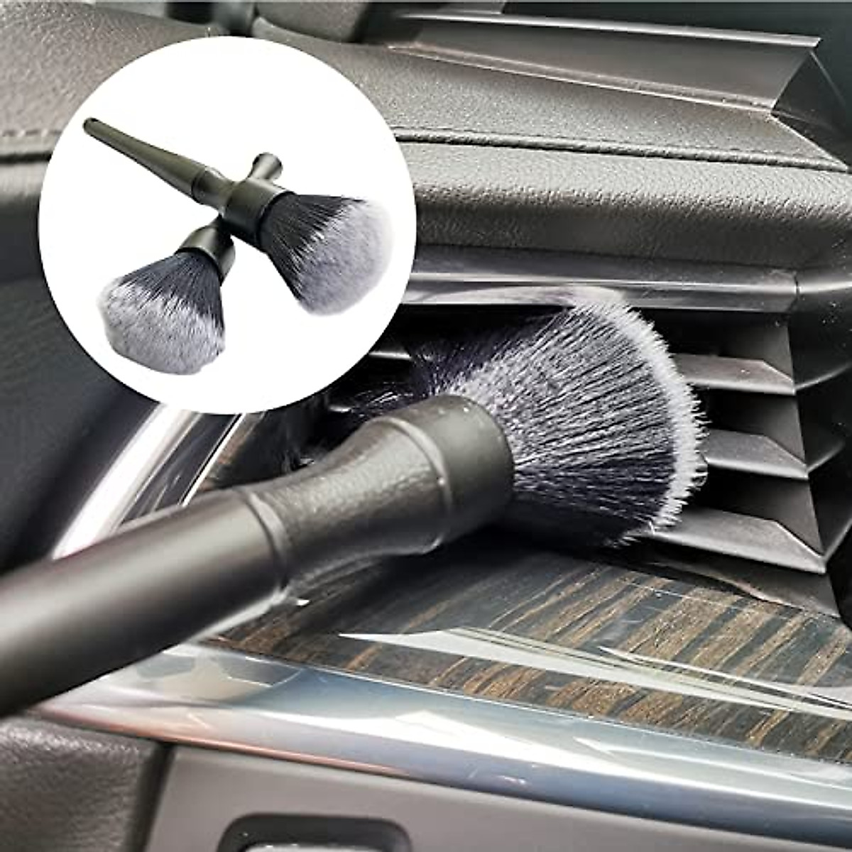 ALI2 Detailing Brush Set,Soft Comfortable Grip for Car Interior and Exterior Detailing Cleaning,Black