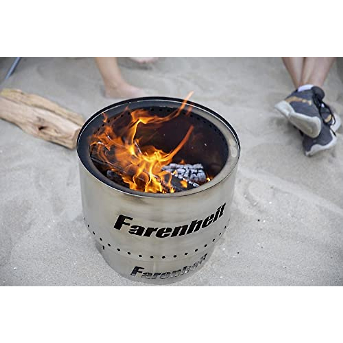 Farenheit Small 13.5 Inch Stainless Steel Fire Pit for Outside Patio Outdoor Backyard Garden Bonfire Stove Use, Wood Pellet Burning Lightweight Portable Smokeless Firepit Useful for Picnics Camping