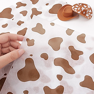 Hi Sasara 50 Sheets Brown Cow Print Tissue Paper,14 x 20 inch,Brown Cow Print Tissue Paper for Gift Bags,Brown Cow Print Tissue Paper for Cow Party