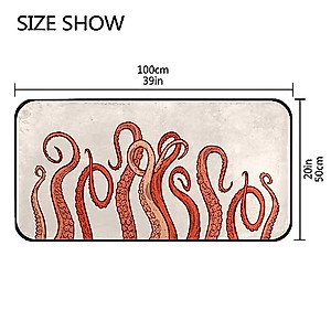 SLHKPNS Kitchen Mat Red Octopus Tentacles Non-Slip Kitchen Rugs Comfort Runner Doormat 39x20 Inch Soft Floor Mat for Home Decor