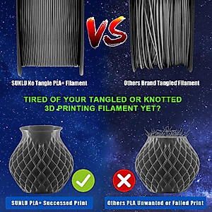 PLA+ 3D Printer Filament 1.75mm, SUNLU PLA Filament PRO, Dimensional Accuracy +/- 0.02 mm, 1 kg Spool, 1.75 PLA Plus, Black+Grey