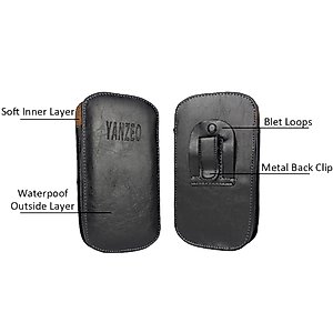 Zebra TC77 TC70 Scanner Leather case, Yanzeo Sturdy Portable Bag, Suitable for Zebra TC75, TC21, TC51, TC52, TC72, TC77, Handheld Barcode Touch Mobile Data Terminal, Bracket with Metal Clip
