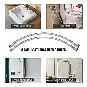 Vataler Faucet Line Connector Braided 304 Stainless Steel Supply Hose 1/2" I.P. Female Thread to 1/2" I.P. Female Straight Thread Faucet Hose Replacement (One Pair)