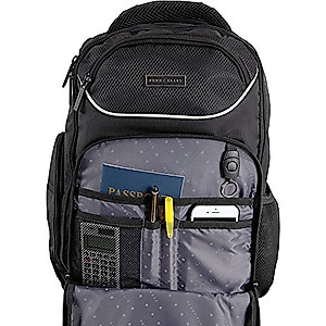 Perry Ellis Men's P13 Business Laptop Backpack with Tablet Pocket, Black, One Size