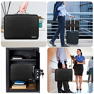 ENGPOW Fireproof Document Organizer Box with Lock,Collapsible Hard File Storage Box,Multi-Layer Waterproof Portable Travel Home Filing Storage Fireproof Safe for Important File,Cash,Letter/Legal Size