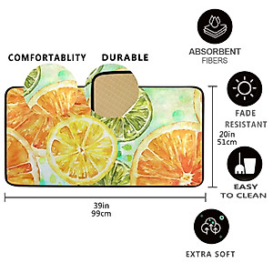 Lemon Kitchen Mat Orange Kitchen Rugs Floor Mat Anti Fatigue Non Skid Washable Bath Rug Runner Doormats Carpet Sink Mat Lemon Kitchen Decor 39 X 20 inch