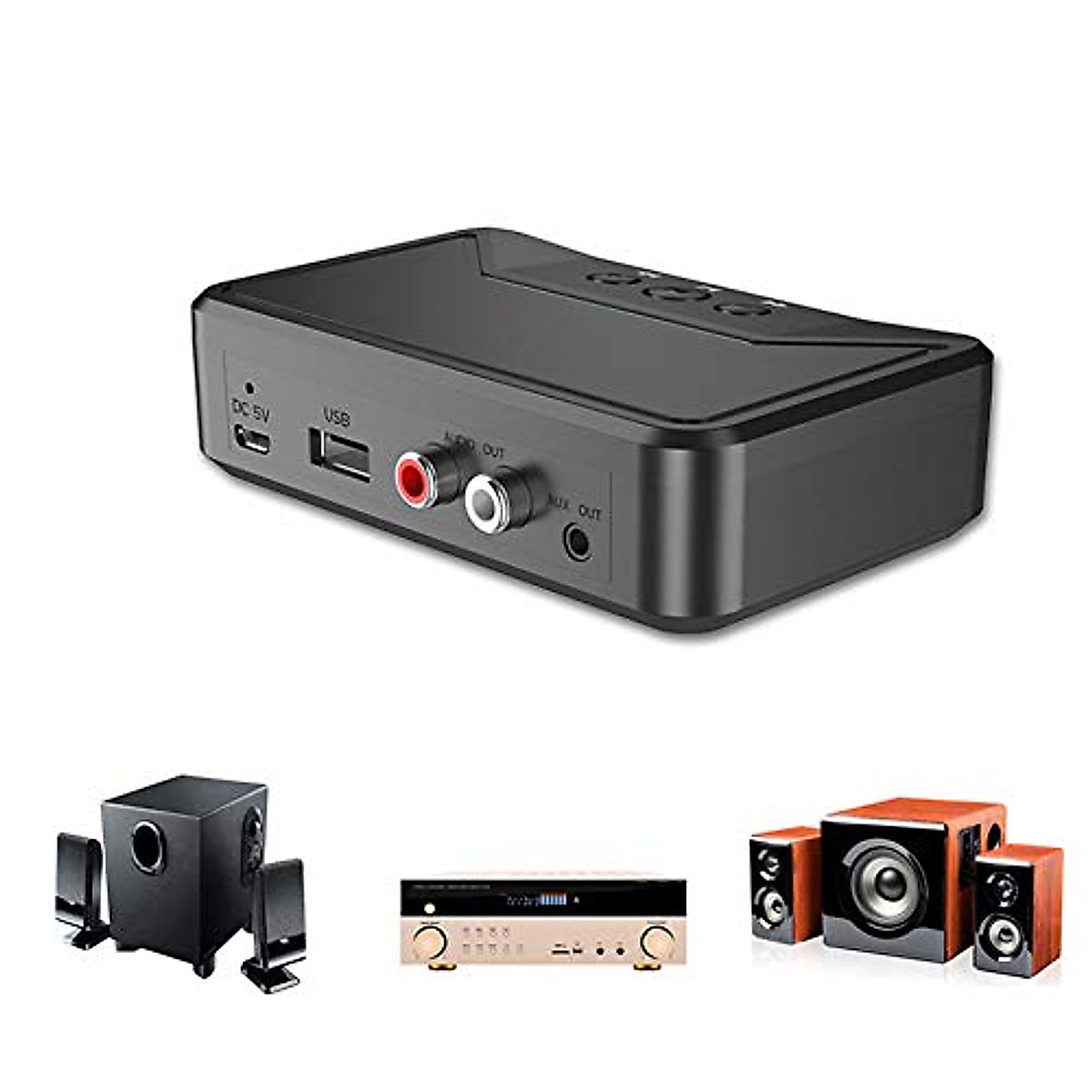 Jopwkuin Bluetooth 5.0 Receiver, NFC Near Field Pairing Perfect Sound Quality BT Receiver Long Range for AV Audio for Playing Music