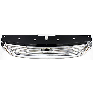 Evan Fischer Grille Assembly Compatible with 2006-2010 Ford Explorer Chrome Shell with Painted Black Insert CAPA With emblem provision Plastic Grille FO1200476C