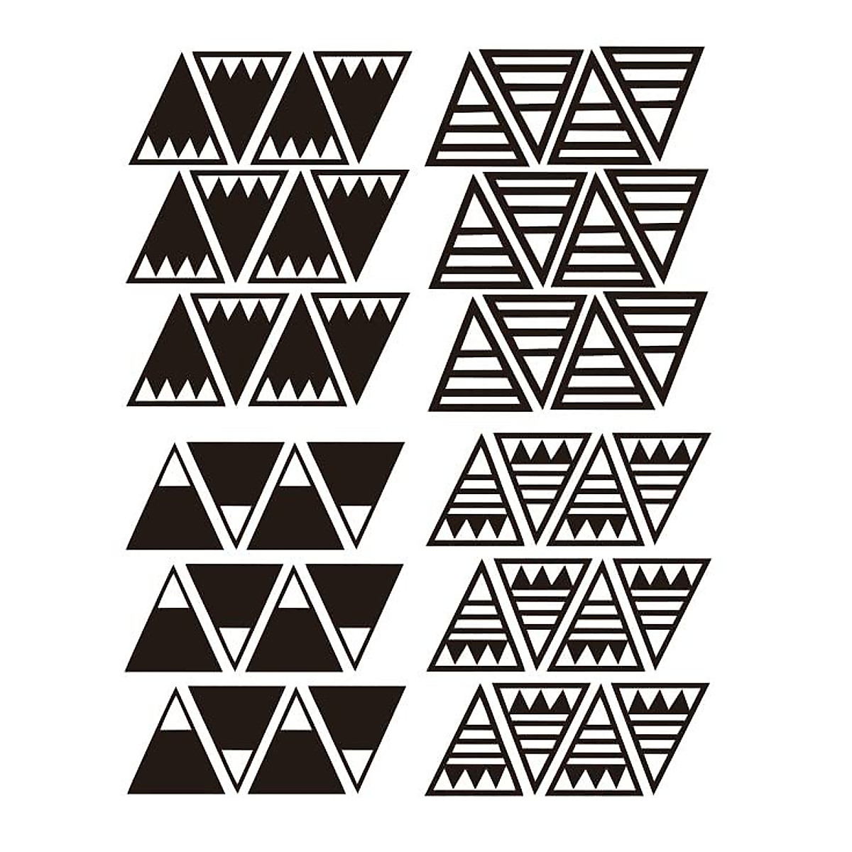 UILMNIY 48pcs Different Kinds of Triangles Mountain Pattern Wall Sticker for Kids Boys Room Art Bedroom Removable Wall Decor AFN120 (Black)