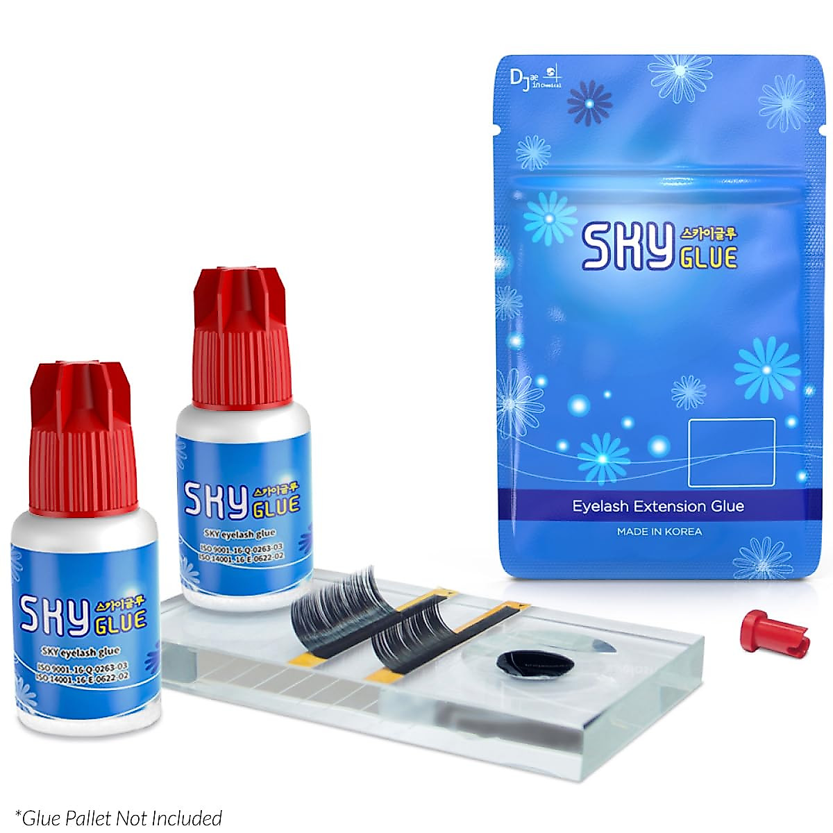 2 Bottles Sky Glue for Eyelash Extensions S+ | Super Strong Black Lash Extension Adhesive for Professional Long Lasting Semi Permanent Individual Lash Extensions | Fast Drying / 7+ Week Retention 5ml