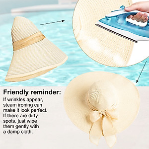 Xtinmee 6 Pcs Summer Women's Big Bowknot Straw Hat Wide Brim Foldable Floppy Hat Adjustable UV Protection UPF 50+ Beach Hat (Light Colors)
