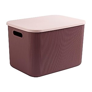 PRETYZOOM Plastic Storage Baskets With Lid, 1pc Plastic Storage Box, Stackable Baskets, Toy Clothes Storage Organizer with Handle for Shelf Cabinet (6.5*18.7*16.2cm)