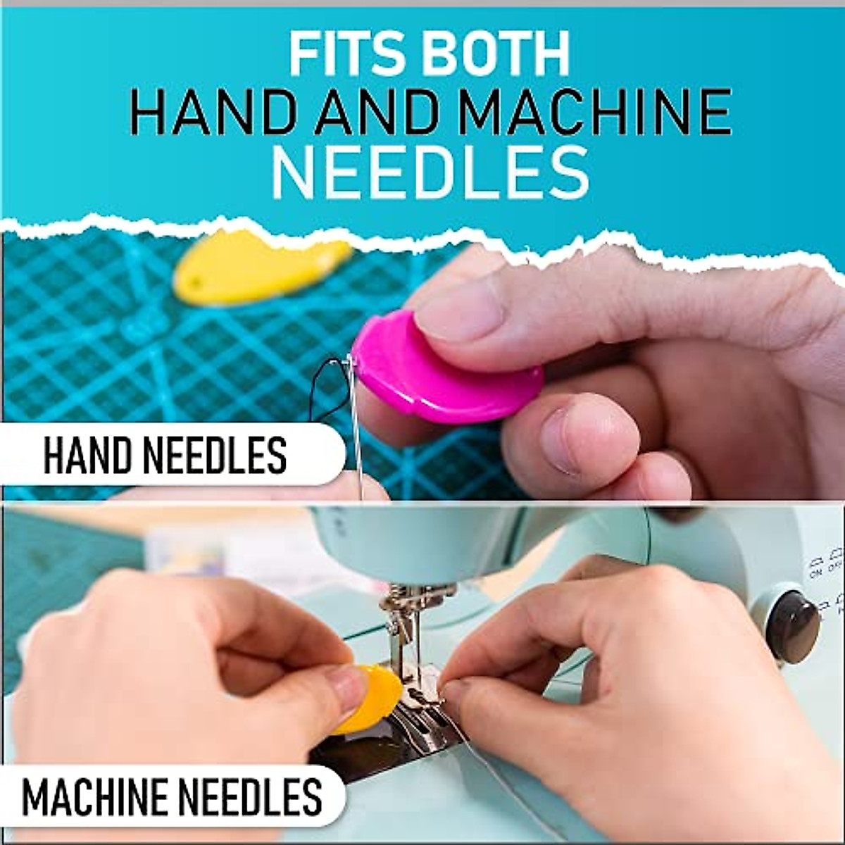 Hula Home Needle Threaders (50 Pieces), Fits All Needle Sizes, Simple Wire Loop Tool DIY Threader for Hand or Machine Sewing & Crafting with Case, 5 Colors