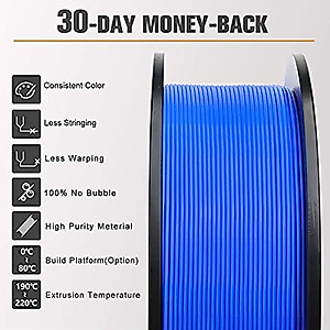 SUNLU PLA 3D Printer Filament, PLA Filament 1.75 mm Dimensional Accuracy +/- 0.02 mm, 1 KG Spool, PLA White+Blue