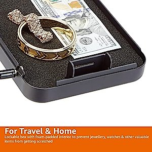 Amazon Basics Portable Security Case Lock Box Safe, Combination Lock, Large, Black
