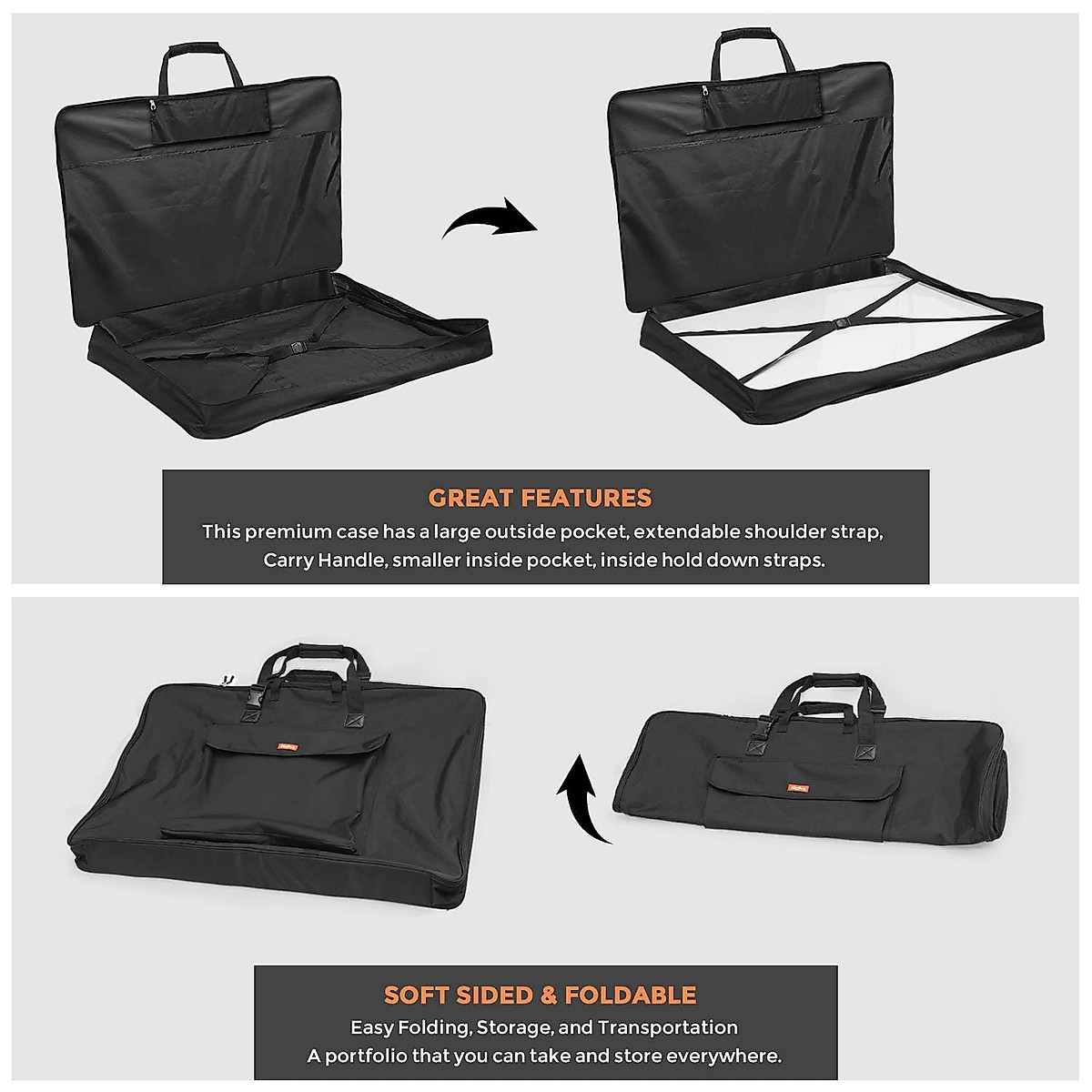 Nicpro Large Art Portfolio Bag 35 x 43 Inches Waterproof Nylon Artist Storage Case & Nicpro Light Weight Art Portfolio Bag 20x26" Art Canvas Storage