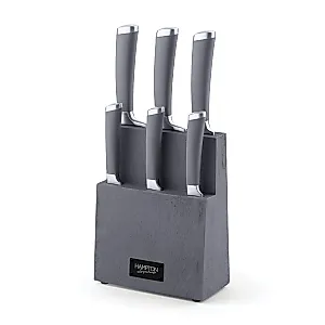 Hampton Forge Beton 7 Piece Textured Block with Knives, one size, Taupe/Grey