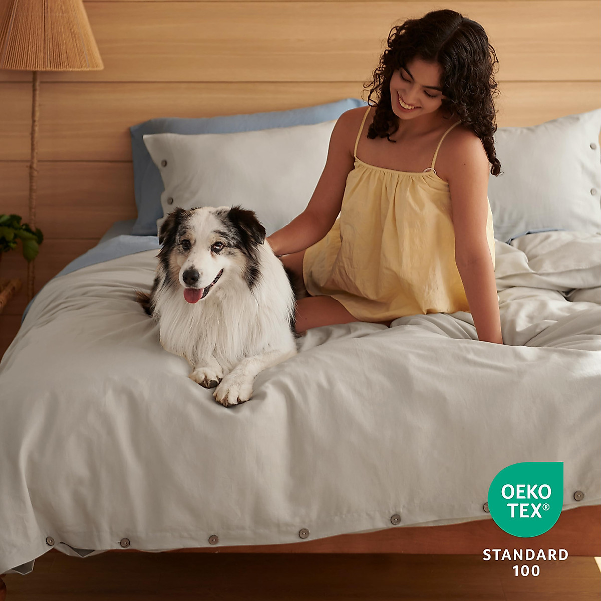 Bedsure Cooling Duvet Cover Queen,Rayon Derived from Bamboo Linen Blend Duvet Cover Queen,Linen Duvet Cover Set,3 Pieces,1 Duvet Cover 90x90 Inches and 2 Pillowcases,Comforter Sold Separately