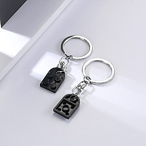 Brick Keychain for Couples Friendship - 2pcs Matching Heart Colorful Keychain Set for Couples Valentine's Day BFF (Black)