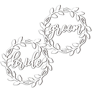 PRETYZOOM 1 Set Groom Bride Bridal Shower Chair Decorations for Bride Rustic Wedding Chair Decorations Bride and Groom Chair Signs for Wedding Bridegroom White Pendant Wooden Board