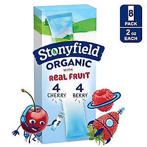 Stonyfield Organic Kids Cherry & Berry Lowfat Yogurt Tubes Variety Pack, 2 oz., 8 Ct - #1 Organic Kids Yogurt, No Artificial Flavors or Sweeteners