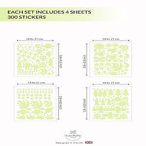 Glow in The Dark Stars, Moon and Space Wall Decals for Kids Bedrooms Nursery Baby Room Kids Room – Stylish Glow in The Dark Decals for Wall and Ceiling Decoration Featuring Stars, Moon and Planets