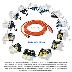 BatPower Prom 11.5FT Electric Reel Battery Power Cord for Miya Epoch Command CZ CAT CAC CX US Power Assist Reel Prom Electric Reel Battery BP-FM08B BP-FM16B Power Cable Air Cord 350CM