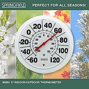 Springfield Indoor Outdoor Big Bold Thermometer, 8.5 Inch, White