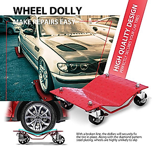 VIVOHOME Heavy Duty 4 Tire Wheel Dolly Car Stakes with 10 Feet Manual Hand Chain Block Hoist