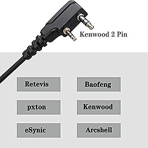 Retevis Adjustable Throat Mic Walkie Talkies Earpiece with Mic 2 Pin, Compatible RT22 RT21 H-777 RT68 RT22S H-777S Baofeng UV-5R pxton Walkie Talkie, Acoustic Tube Two Way Radio Headset (1 Pack)