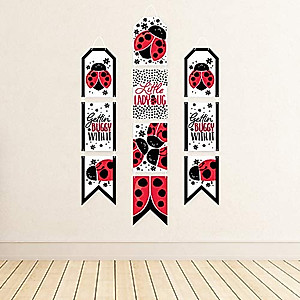 Big Dot of Happiness Happy Little Ladybug - Hanging Vertical Paper Door Banners - Baby Shower or Birthday Party Wall Decoration Kit - Indoor Door Decor