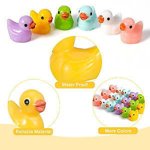 Fuyamp 120 Pieces Mini Resin Ducks,Miniature Figures Micro Fairy Garden Landscape Aquarium Dollhouse Ornament Candy-Colored Duck DIY Charms for Christmas Birthday Party(6 Colors)