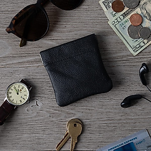 Nabob Leather Genuine Leather Squeeze Coin Purse, Coin Pouch Made IN U.S.A. Change Holder For Men/Woman Size 3.5 X 3.5